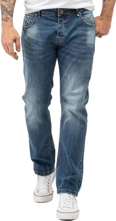 Rock Creek Herren Jeans Regular Fit Stretch Jeans M&auml;nnerhose Herrenjeans Denim Hosen Herrenhose Straight Cut Stonewashed RC-2282 Blau W31 L34