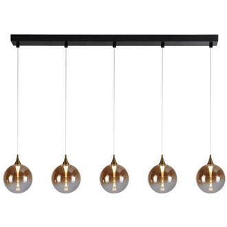 Searchlight Searchlight Alchemy Lampe suspendue &agrave; 5 LED en m&eacute;tal noir et verre ambr&eacute;