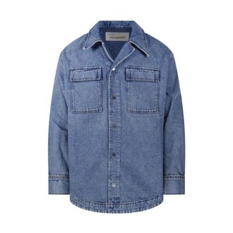 Ami Lang&auml;rmeliges Saharienne Overshirt mit Camp-Kragen - - Shirts - Herren - Blau - M