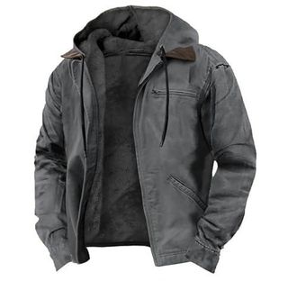 Generic Lininco Veste &agrave; capuche zipp&eacute;e doubl&eacute;e en polaire pour homme - L&eacute;g&egrave;re et d&eacute;contract&eacute;e - Automne et hiver, gris, 4XL