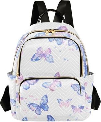 Mnsruu Mini sac à dos pour femme - Papillons violets et papillons bleus - Petit sac à dos tendance pour femme - Sac à dos décontracté, Multi488, S