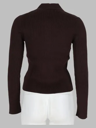 Michael Michael Kors Ribbed Recycled Viscose Polo Sweater - Brown