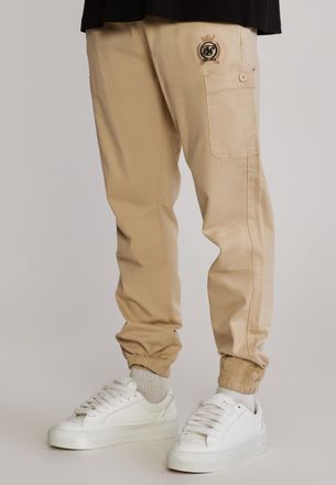 Siksilk Herren Beige Slim Fit Cargos XXL