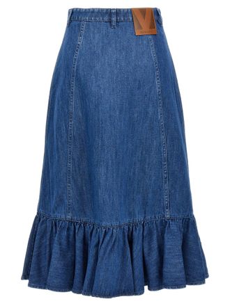 Valentino Garavani Womens Blue Cotton Midi Skirt