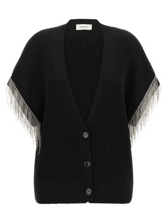 Sportmax Virgin Wool with Removable Sleeves Cardigan - Black
