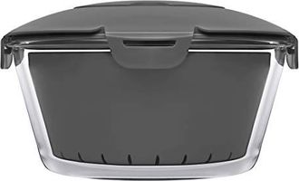 Pasabahce 4995829 Reiskocher Mikrowelle Zest aus Glas mit Korb aus Kunststoff und Deckel aus rutschfestem Material, grau, 2,2 l