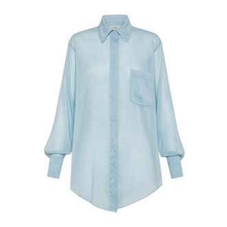 Forte_Forte Lang&auml;rmliges Baumwoll- und Seidenhemd - - Blouses & Shirts - Damen - Blau - S