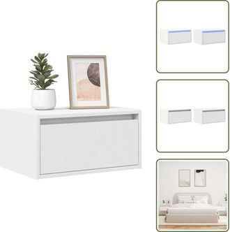 vidaXL Wand-Nachttische mit LED-Leuchten 2 Stk. Wei&szlig; - Wand-Nachttisch - Wand-Nachttische - Schrank - Nachttisch