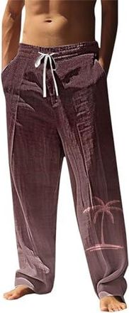 Generic Pantalon d&eacute;t&eacute; en lin pour homme - Pantalon de jogging baggy pour homme - D&eacute;grad&eacute; de couleurs - Pantalon d&eacute;t&eacute; &eacute;l&eacute;gant - Coupe droite - Pantalon de plag