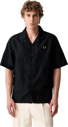 Fred Perry Homme, Chemises, Noir, Taille: S Short Sleeve Chemises