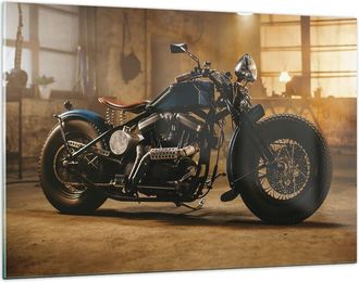 Arttor Wandbilder Dekoration Wohnzimmer Harley-Davidson Motorrad Motor Bilder auf Glas 120x80cm Glasbild Schlafzimmer Küche Deko Wand Kunstdruck Art Groß XXL