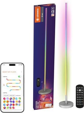 Ledvance SMART WIFI lampe sur pied intelligente et moderne pour un &eacute;clairage indirect avec technologie WiFi et Magic RGB ; dimmable ; argent&eacute; ; aluminium ; sou