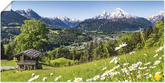 Artland Wanddeko Poster & Kunstdrucke Wandposter 60x30 cm Alpen Landschaft Berge Wald Gebirge Wiese Sommer Natur T1QL