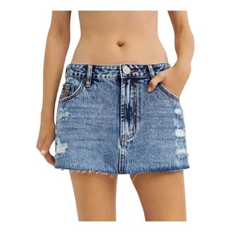 One Teaspoon Denim Mini Rock Distressed Raw Finish - - Skirts - Damen - Blau - W28