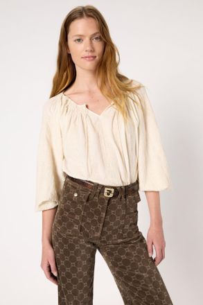 Gerard Darel Blouse brod&eacute;e &agrave; large encolure - AGLAE - Ecru