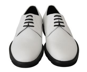 Dolce & Gabbana Mens White Leather Derby Dress Formal Shoes