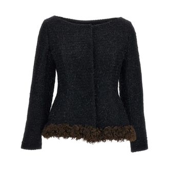 Simone Rocha Simone Rocha Runde Skulptur Kunstpelz-Detail Bustle Jacke - - Jackets - Damen - Schwarzk - XS