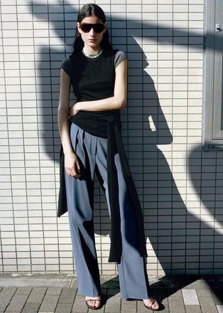 Mango Pantalon costume droit laine bleu - Femme - 34 - MANGO