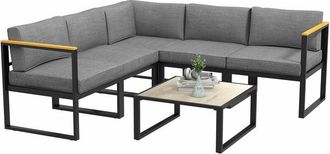 OUTSUNNY Ensemble salon de jardin dangle 5 places design contemporain table basse coussins alu