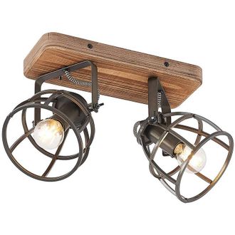 Lindby Lindby - Plafonnier &agrave; intensit&eacute; variable Rutger en bois pour salon & salle &agrave; manger