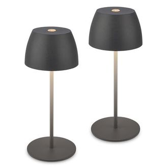 Briloner 2er Set Mini LED Tischlampe kabellos IP44 mit Touch, stufenlos dimmbar, Akku & Lichtquelle tauschbar, Nachttischlampe, Dekolampe, Akku Tischleuchte, 8