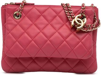Chanel Hobo Bags - Quilted Lambskin Double Case with Chain - Gr. unisize - in Gold - f&uuml;r Damen