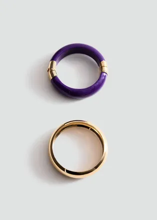 Mango Lot de 2 bracelets au design irr&eacute;gulier or - Femme - Taille unique - MANGO