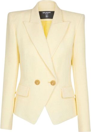 Balmain Femme, Vestes, Jaune, Taille: 44 FR Blazer &agrave; double boutonnage