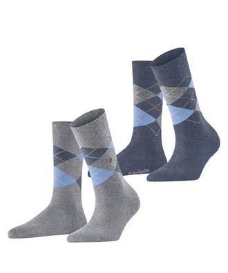 Burlington Everyday Argyle W So coton fantaisie 2 paires, Chaussettes Femme, Gris Arctic Melange 3267, 36-41