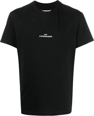 Maison Margiela Embroidered Distorted-Logo T-Shirt - Black