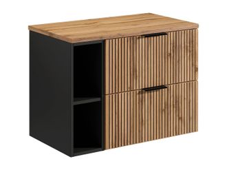 Vente-Unique Meuble Sous Vasque Suspendu stri&Egrave; Avec niches - Naturel Clair - L80 cm - MADELA