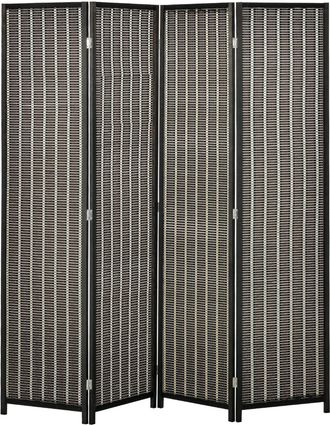 HOMCOM Paravent 4-teilig 180 x 180 cm Raumteiler Trennwand aus Bambus, Faltbar Sichtschutz Raumtrenner Stellwand für Wohnzimmer Braun