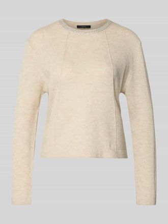 Oui Strickpullover aus Woll-Mix mit Ziersteinbesatz