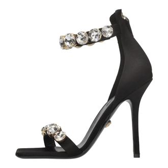 Versace Satin-Sandaletten mit Kristallbesatz - - Shoes - Damen - Schwarzk - 40 EU