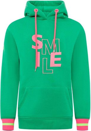 Zwillingsherz Hoodie SMILE gro&szlig;e Stickerei, gestreifte B&uuml;ndchen, Fronttasche, Kapuze