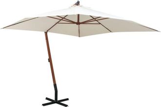 vidaXL Vidaxl - Parasol suspendu avec poteau en bois 300x300 cm blanc