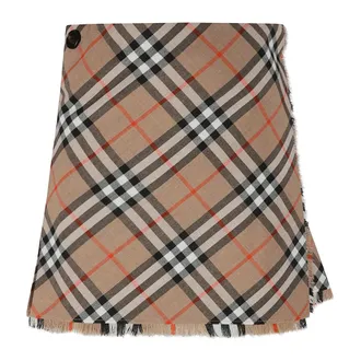 Burberry Femme, Jupes, Beige, Taille: 34 FR Jupe Portefeuille &agrave; Carreaux
