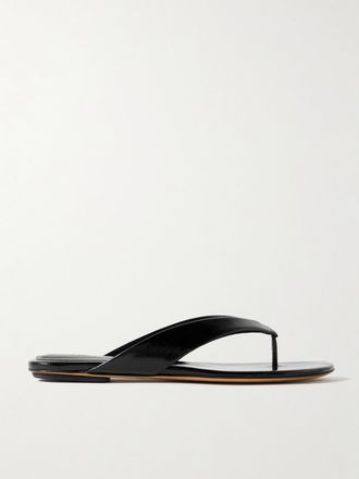 Le Monde Beryl Zehensandalen Aus Leder Mit Aaleffekt - Schwarz