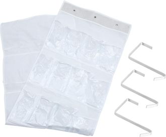 BESPORTBLE Wandhängender Schuhaufbewahrungs Organizer mit Haken Großer Kapazität Multifunktionale Taschen zur Ordnung Platzsparend für Schrank und Tür Weiß Leich