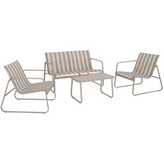 Sweeek Gartenset aus Metall und Textilene f&uuml;r 4 Personen