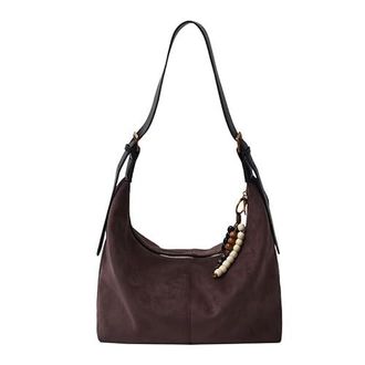 Generic Sac &agrave; main fourre-tout en daim synth&eacute;tique de couleur unie - Sac &agrave; raviolis souple - Sac r&eacute;tro pour filles et femmes - Cadeau danniversaire, caf&eacute;, 11.