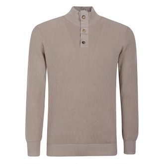 Ballantyne Half Button Pullover - - Knitwear - Herren - Grau - XL