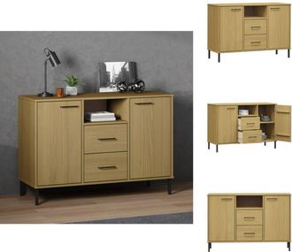 vidaXL Sideboard oslo mit Metallbeinen Braun 113x40x77 cm Massivholz - Holz Sideboard - Massiver Holzsschrank - Wohnzimmertisch - Regal - Schubladenschrank