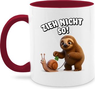 Shirtracer Tasse Tassen 325ml - Zieh nicht so Faultier mit Schnecke I Lustiges Geschenk mit witzigen Spr&uuml;chen - 325 ml - Bordeauxrot - witzige schnecken lustig s