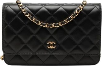 Chanel Portefeuille sur cha&icirc;ne Pre-owned - Femme - Pre-owned - Noir - Taille: ONE Size