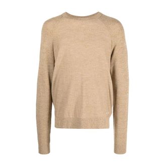 Calvin Klein Beiger Woll-Mouline-Pullover - - Knitwear - Herren - Beige - L