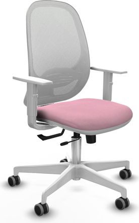 Piqueras y Crespo Schreibtischstuhl mit Rollen in Rosa mit wei&szlig;en Armlehnen, h&ouml;henverstellbare Lendenwirbelst&uuml;tze, ausgestattet mit Syncro/Translack und Schneideschaum,