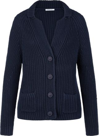 Peter Hahn Strickblazer Revers&shy;kragen Peter Hahn blau