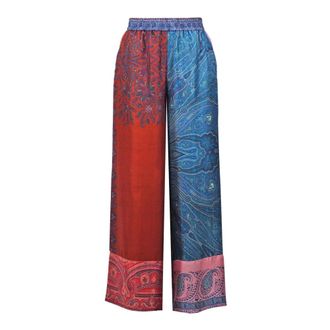 Pierre-Louis Mascia Femme, Pantalons, Multicolore, Taille: 40 FR Pantaloni fantasia paisley in seta