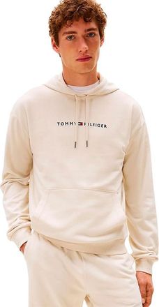 Tommy Hilfiger Herren Hoodie mit Kapuze, Elfenbein (Newsprint), S